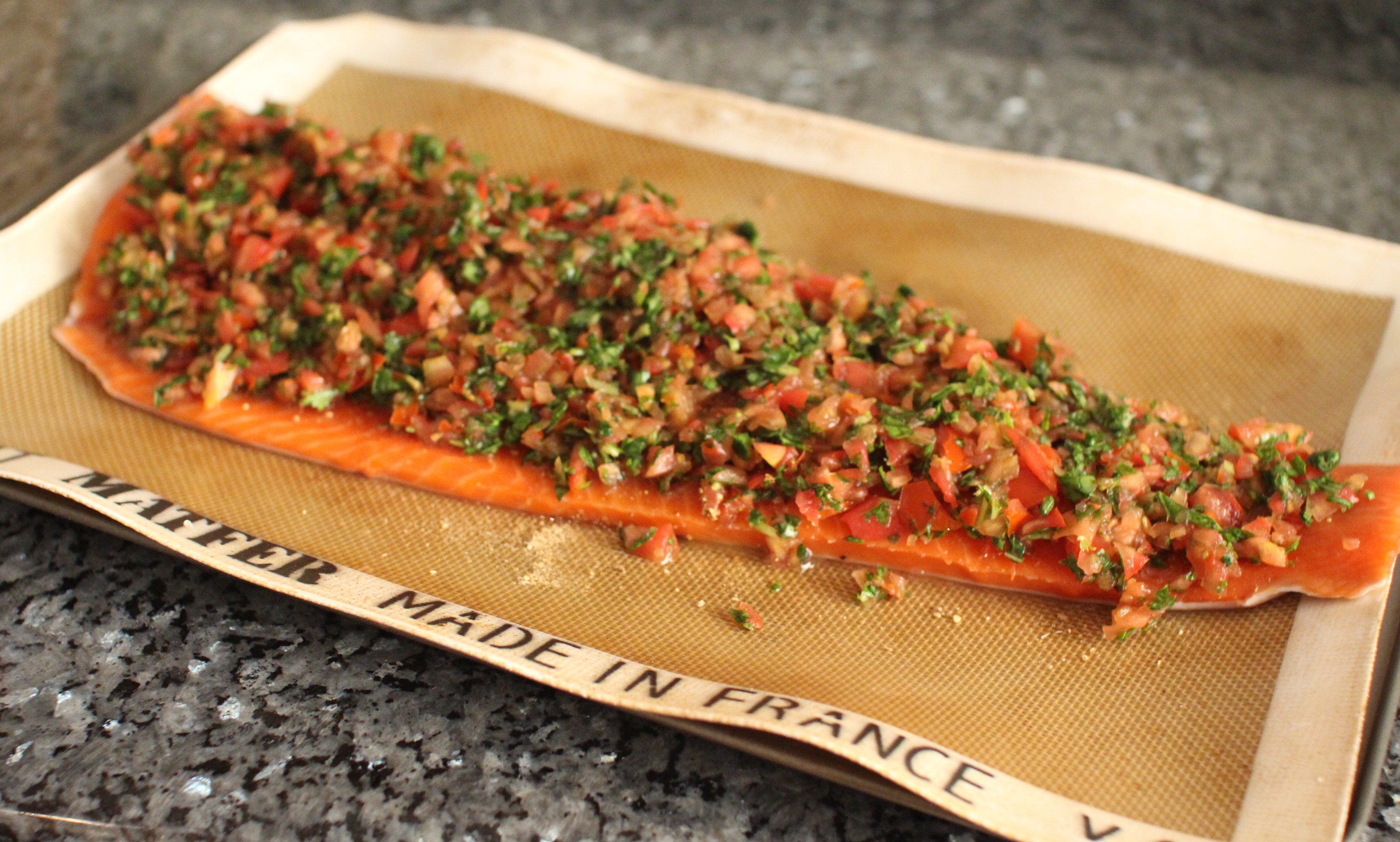 Tomato Basil Salmon with Balsamic Syrup